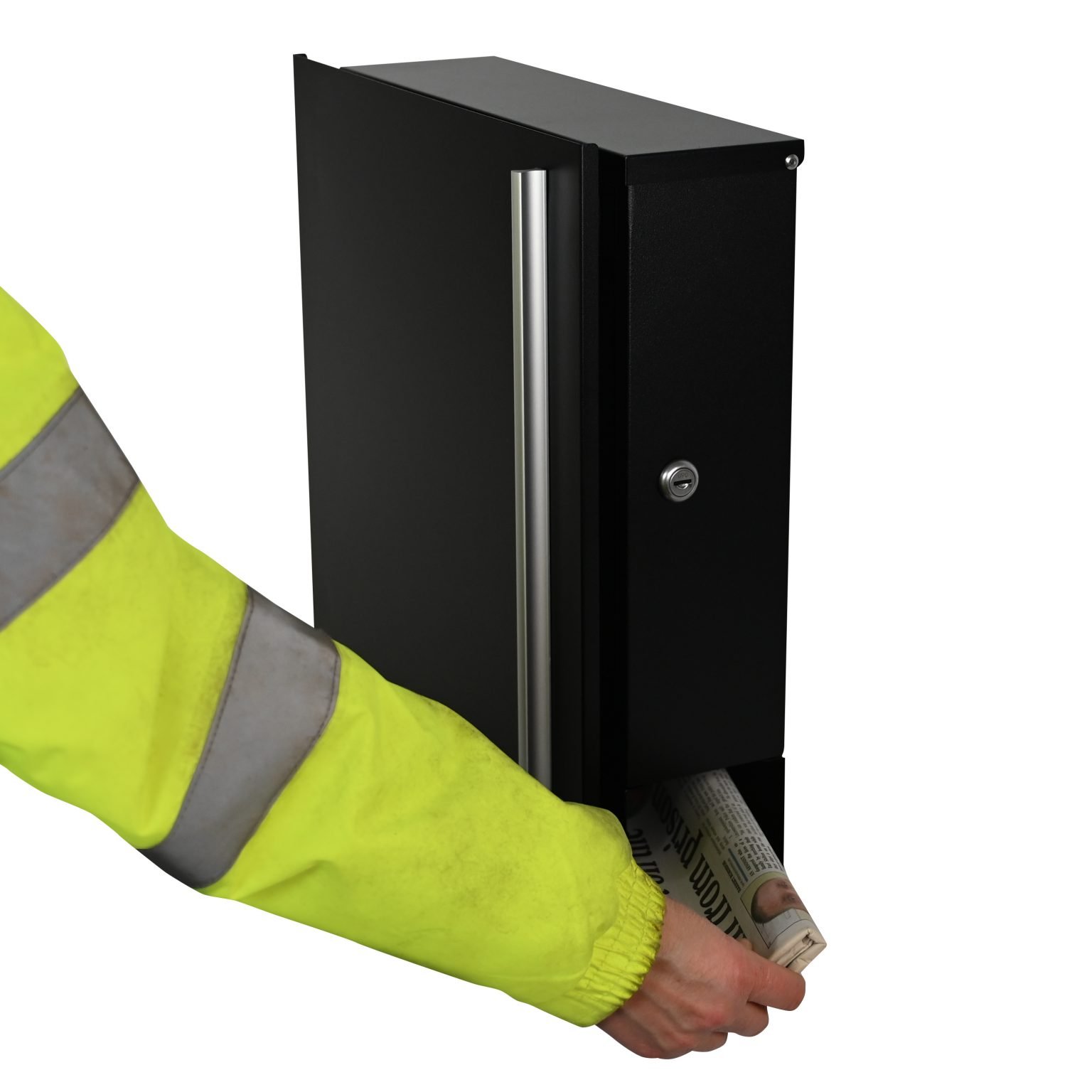 Personalised Modern Letterbox With Newspaper Holder: Black