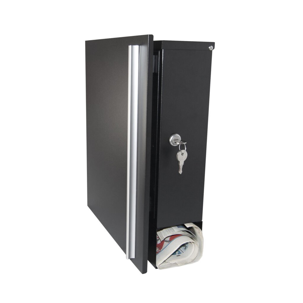 Personalised Modern Letterbox With Newspaper Holder: Black II