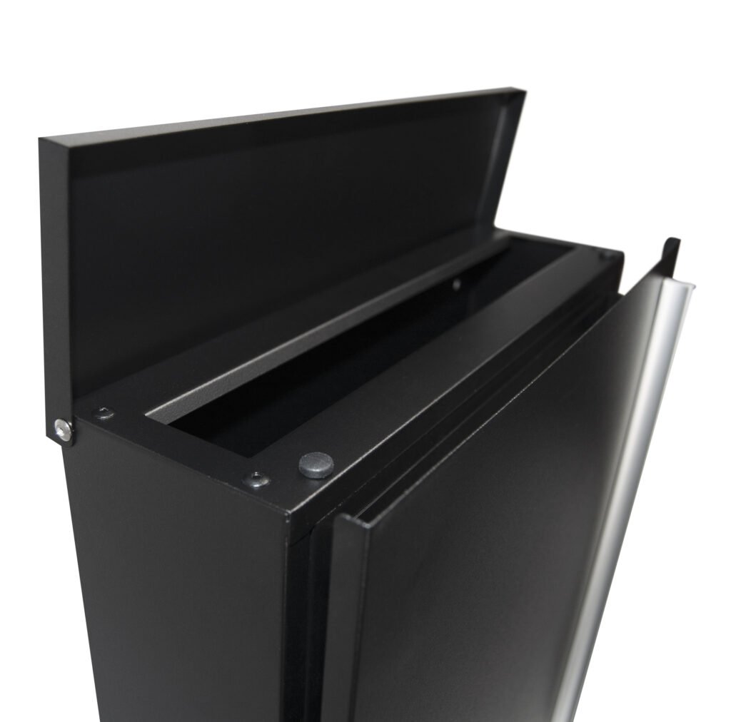 Personalised Modern Letterbox With Newspaper Holder: Black
