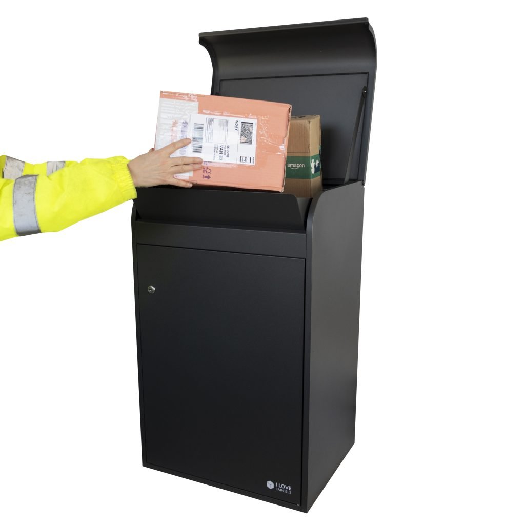 Personalised Large Front Access Wall Mountable Secure Parcel Box: Black