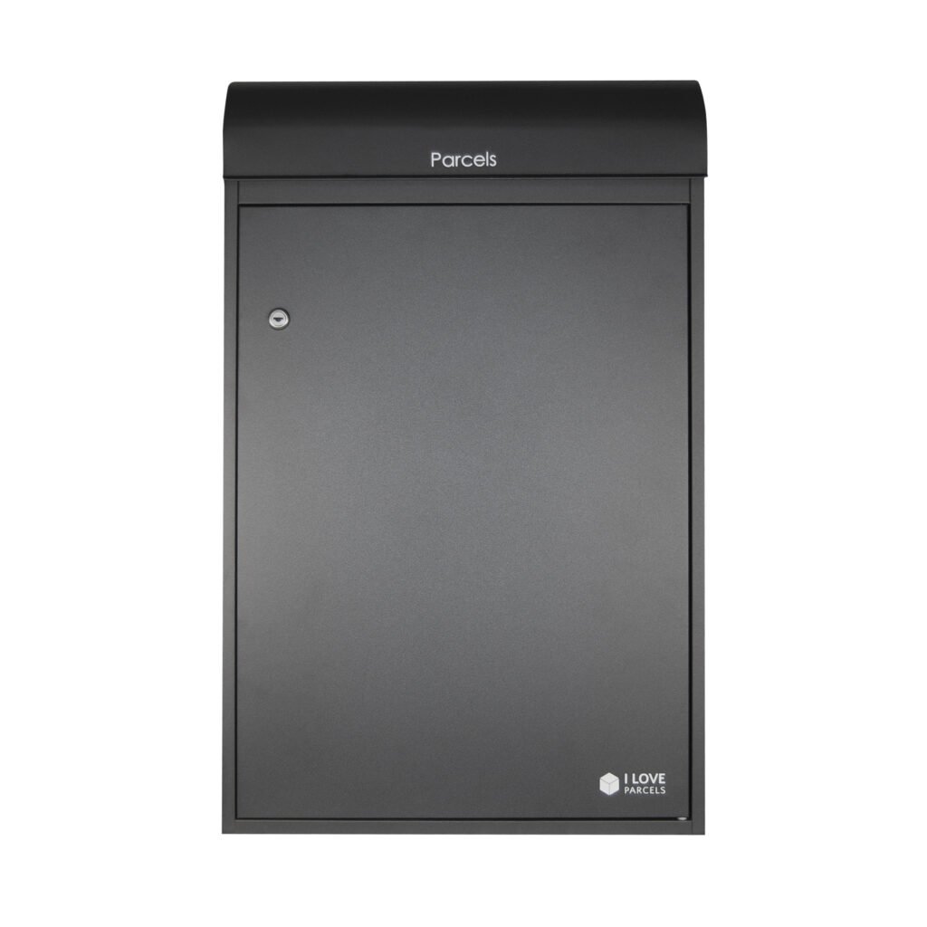 Large Front Access Wall Mountable Secure Parcel Box: Black
