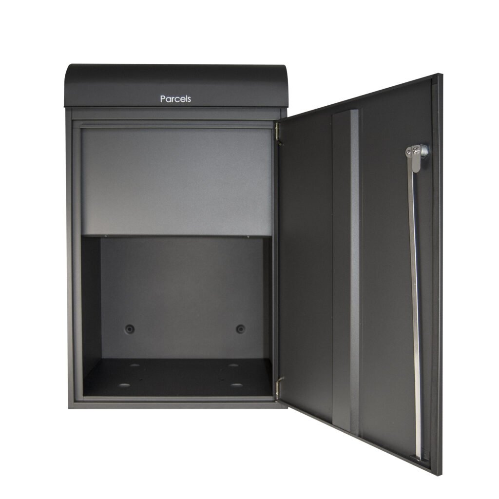 Large Front Access Wall Mountable Secure Parcel Box: Black