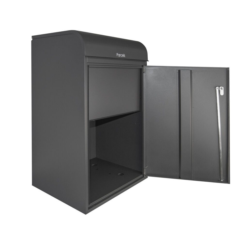 Large Front Access Wall Mountable Secure Parcel Box: Black