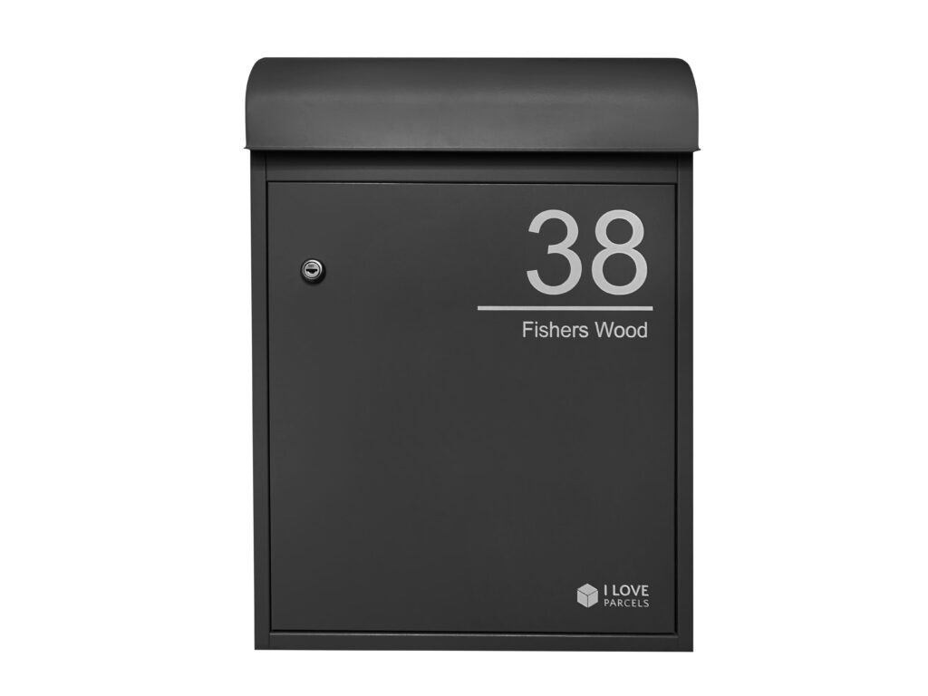 Personalised Medium Front Access Wall Mountable Secure Parcel Box: Black