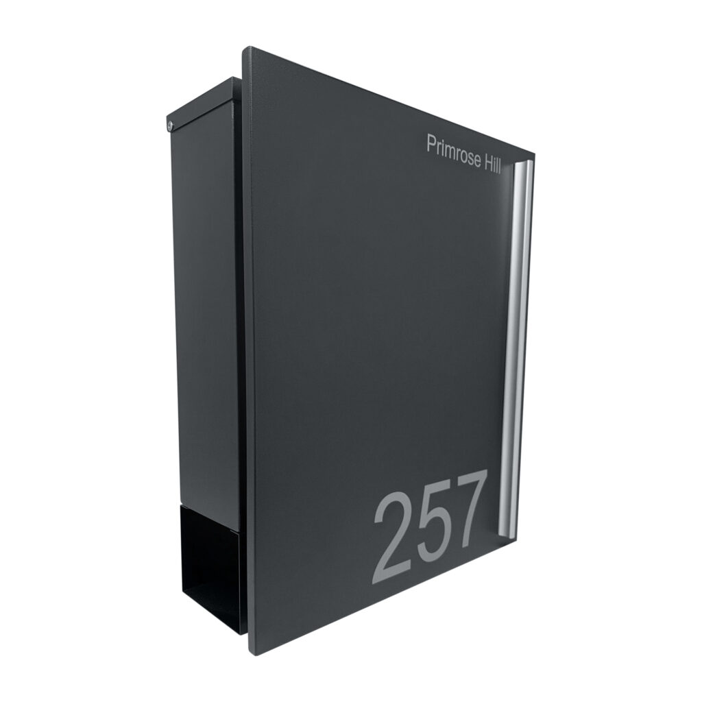 Personalised Modern Letterbox With Newspaper Holder: Black II