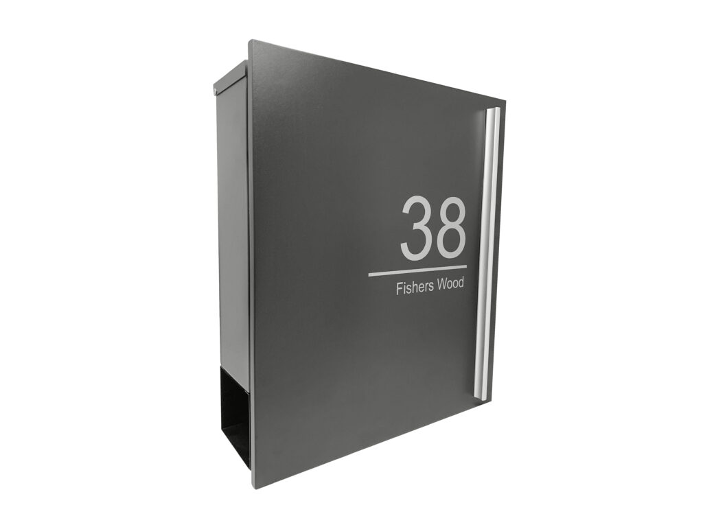 Personalised Modern Letterbox with Newspaper Holder: Anthracite