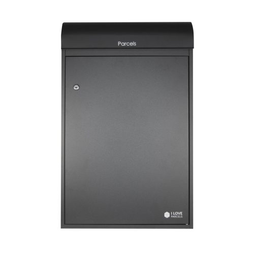 Large Front Access Wall Mountable Secure Parcel Box: Black